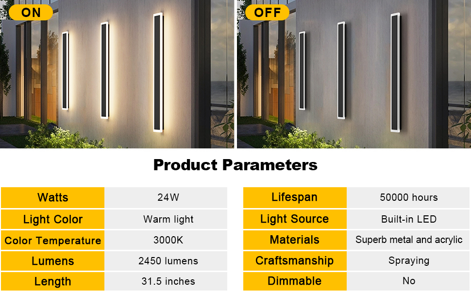 Aipsun 2 Pack Outdoor Wall Lights, Black LED Exterior Light Fixtures Wall Mount, Modern Porch ...