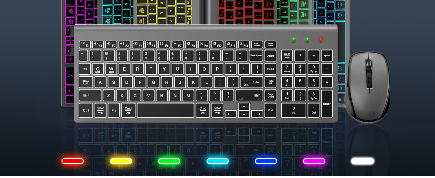 Sablute Wireless Keyboard And Mouse Combo Backlit Compact Quiet Keyboard With Rgb