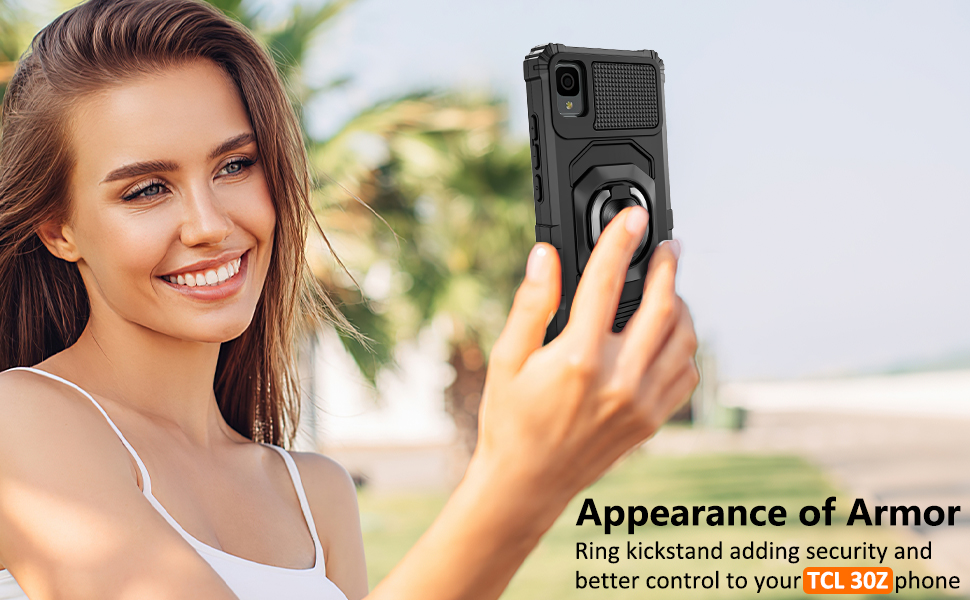 Amazon.com: Jshru Compatible for TCL 30Z Phone Case with Ring Kickstand,for TCL 30 LE Heavy Duty ...
