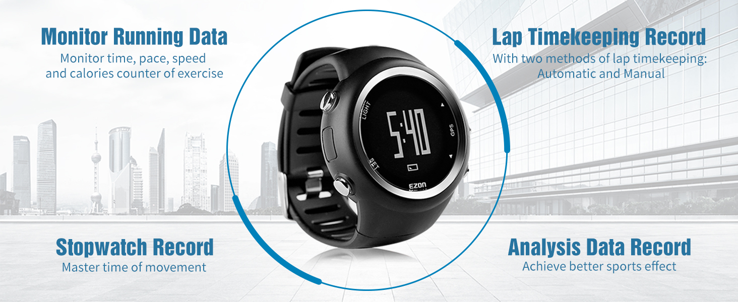 Amazon.com: EZON GPS Running Watch with Distance Pace Alarm and Calorie Counter and Stopwatch ...