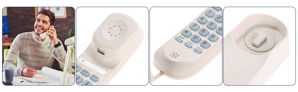 Bisofice Téléphone Filaire Fixe Mini téléphone de Bureau Fixe au Mur avec Fonctions de Mise en ...