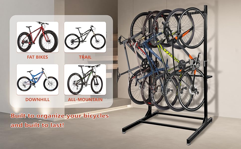 Amazon.com: Royxen Bike Storage 5 Bikes, Bike Rack Freestanding 400 Lbs Capacity, Garage Bike ...