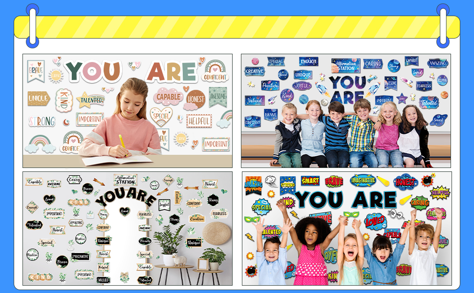 Amazon.com: Weekgrat 45pcs Bright Affirmation Station Bulletin Board ...