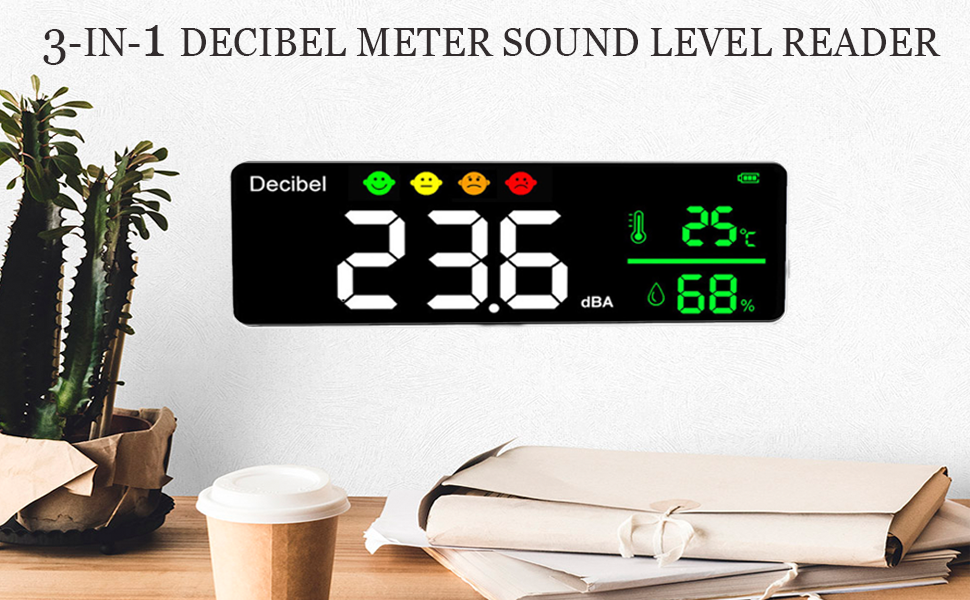 3-in-1 Decibel Meter Sound Level Reader, Wall Mounted Decibel Meter ...