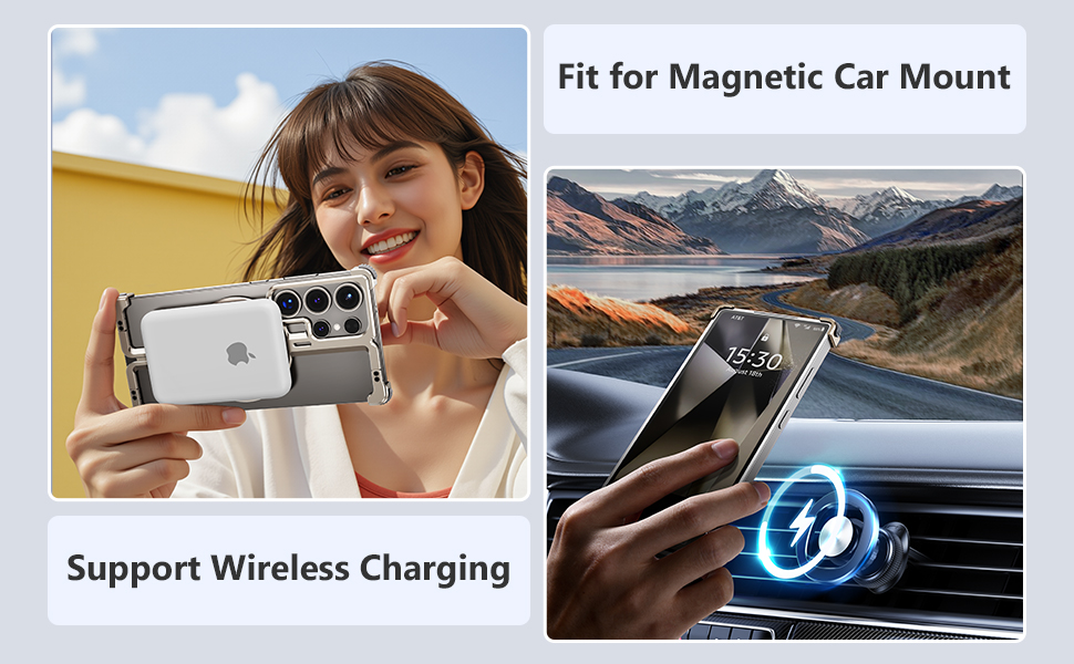 Amazon.com: OGRANEE Metal Frameless Case for Samsung Galaxy S25 Ultra with Magnetic Kickstand ...