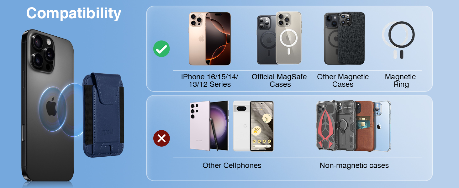 Amazon.com: Miroddi for MagSafe Wallet, Works with Apple Find My, Stronger Magnetic Phone Wallet ...