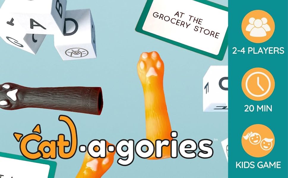 Amazon.com: Spin Master Games, SolidRoots Cat-a-gories, Vocabulary Learning Dice Game, Fun for ...