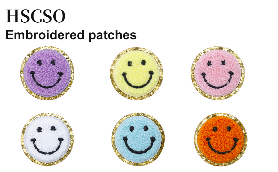 Amazon.com: HSCSO 6 Pcs Smile Face Patches Self Adhesive Sew On Embroidered Colorful Chenille ...