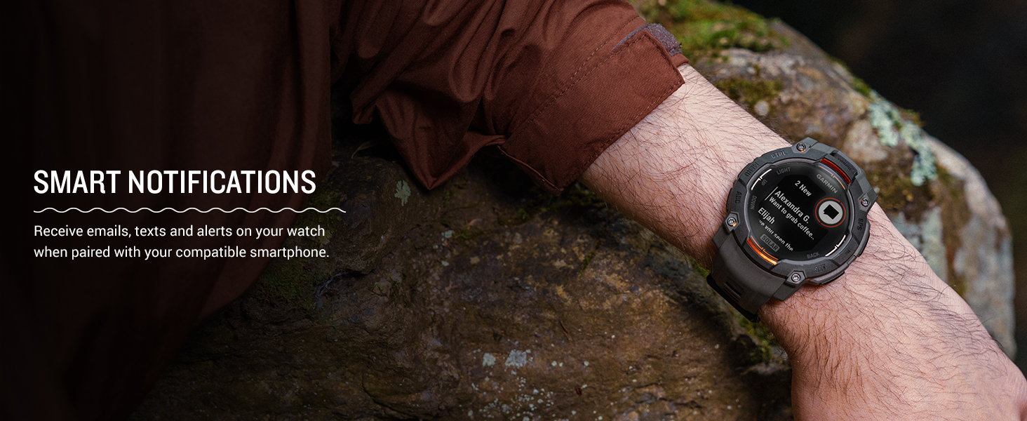 Garmin Instinct 3 Solar GPS Smartwatch with Built-in Flashlight