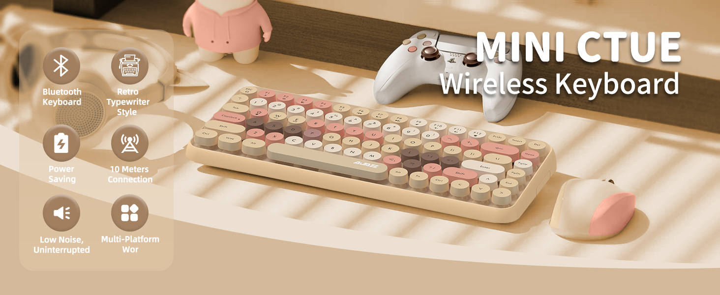 Felicon Wireless Bluetooth Keyboard Mini Portable 84 Key Keyboard Compatible With