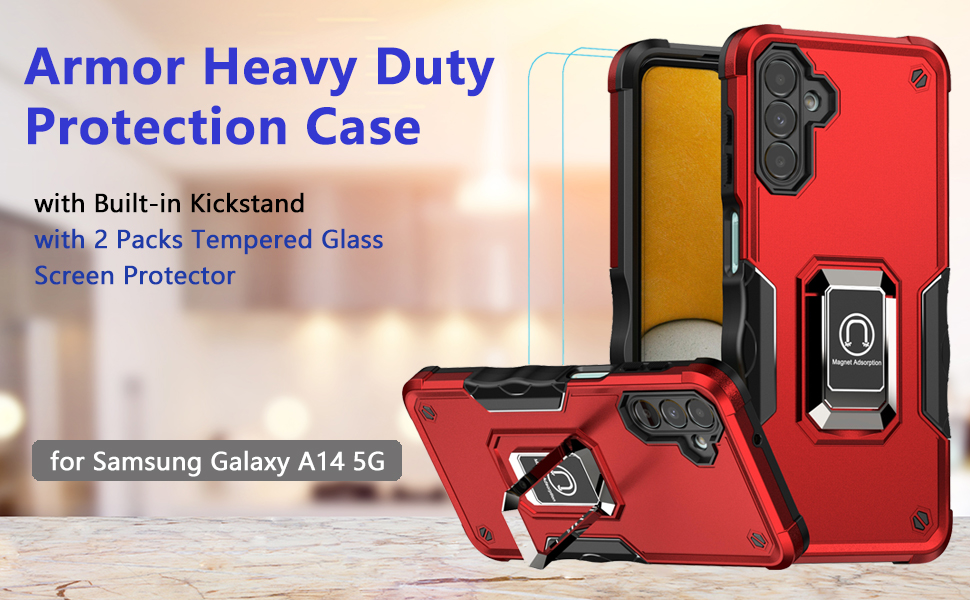 Amazon.com: TORRTOWAY Case for Samsung Galaxy A14 5G Case with Screen Protector Kickstand Holder ...
