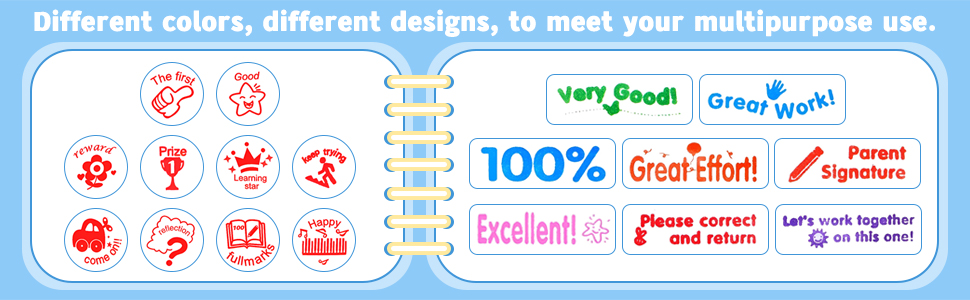 Amazon.com : XIACIBDUS 18Pcs Teacher Stamps Set, Self-Inking Teacher Stamps for Classroom, Cute ...