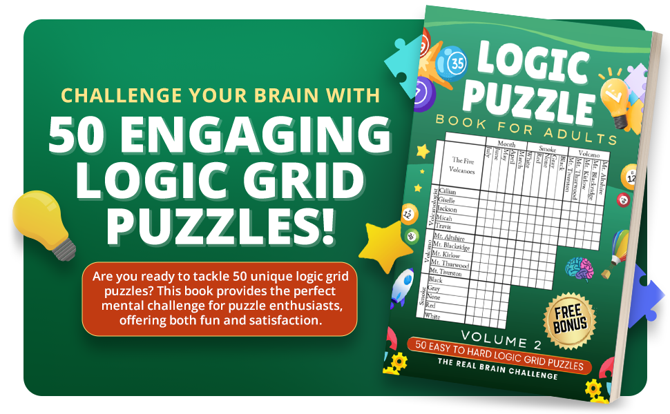 Logic Puzzle Book for Adults Volume 2: 50 Easy to Hard Logic Grid ...