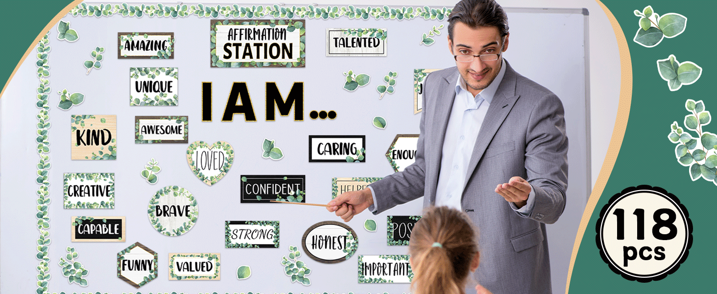 Amazon.com : Eucalyptus Affirmation Station Bulletin Board Set ...