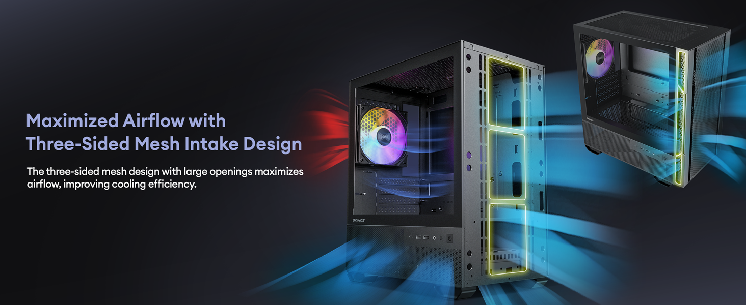 Amazon.com: Okinos Micro ATX Case, 4 × 120mm ARGB Non-PWM Case Fans Pre-Installed, MATX PC Case ...