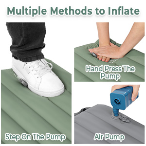 Inflable Colchoneta Camping Individual, 10CM Ultra-Thick Colchoneta Dormidos con Bomba de Pie ...