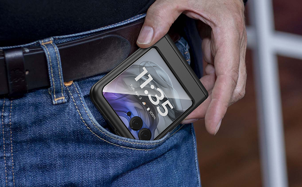 Amazon.com: MAKAVO for Motorola Razr 2024 Case, Built-in Outer Screen Protector & Hinge ...