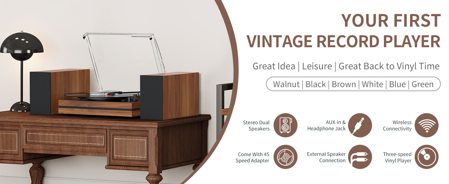 Amazon.com: Vintage Record Player with External Speakers Belt-Drive ...
