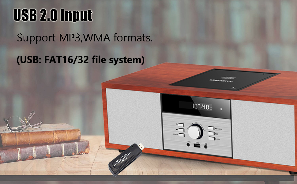 WISCENT Bluetooth Vintage Style Retro Look Micro Audio Streaming CD ...