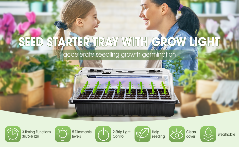 Amazon.com : YLYYCC Seed Starter Tray with Grow Light,40 Cells Seed Starter Kit with Humidtiy ...