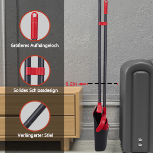 Besen und Kehrschaufel Set, verlängerbarer Besen mit Stiel, Kehrschaufel Set mit Kammzähne ...