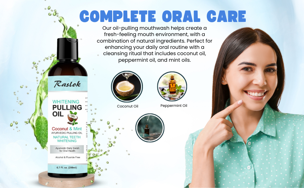 Coconut Oil Pulling, Fresh Breath and Whitening Mouthwash | Healthy Teeth & Gums, Alcohol Free ...