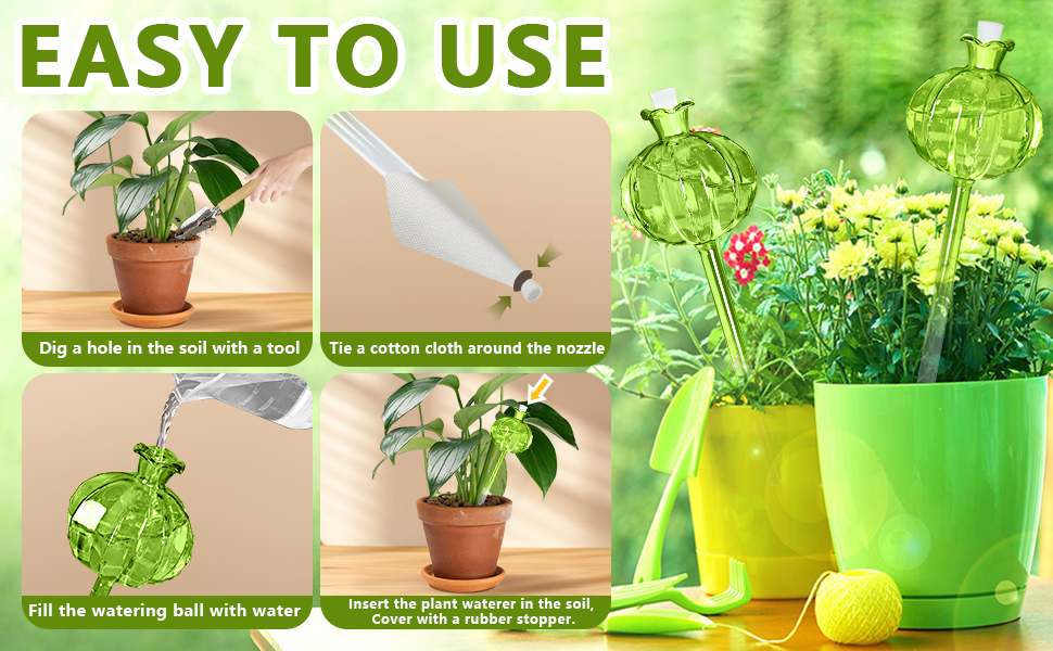 Amazon.com: HYH Plant Watering Globes 4 Pack Self Watering Planter Spikes Insert for Indoor ...