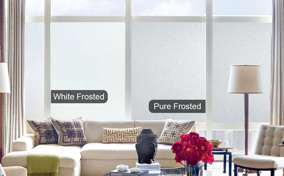 White Frosted Window Film Self Adhesive Roll 44.5 X200cm, Shackcom Privacy Film for Glass ...