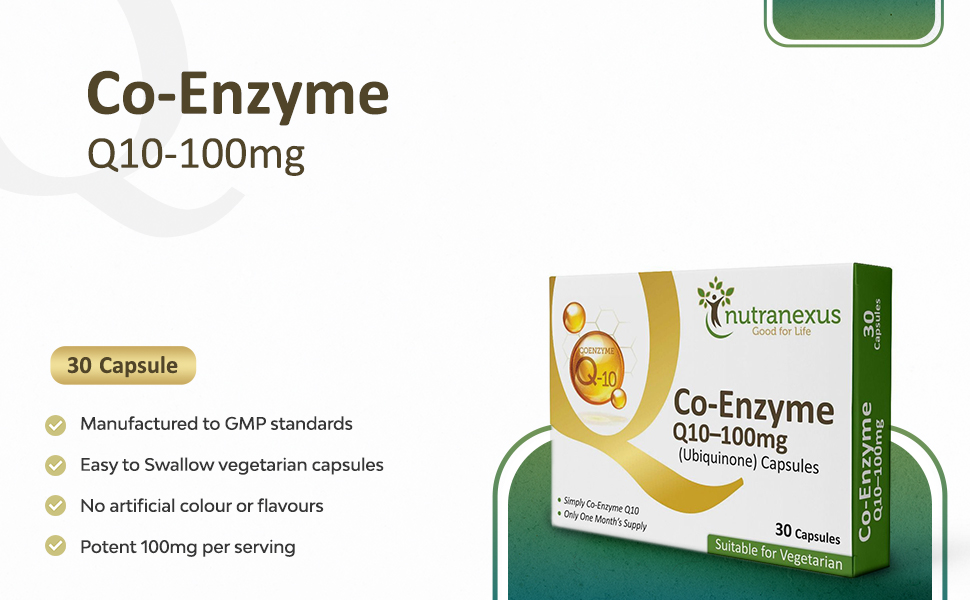 Nutranexus Co Enzyme Q10 [CoQ10] 100mg 30 Ubiquinone Capsules - One-a-Day - High Strength Q10 ...