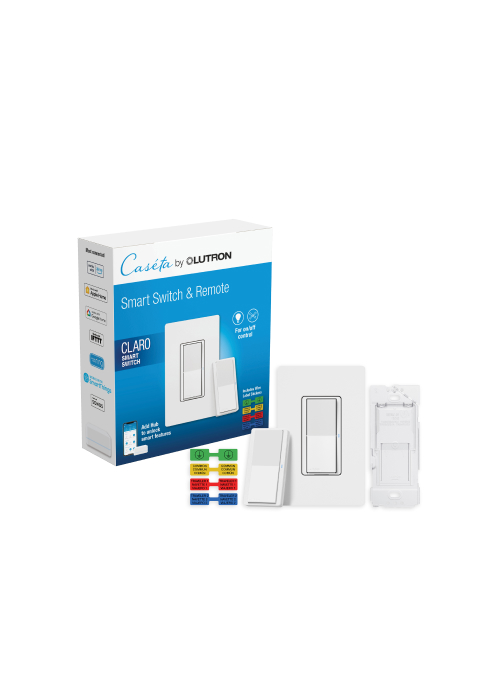 Lutron Diva Smart Dimmer Light Switch 3-Way Kit for Caseta Smart Lighting, w/Plate, Pico Remote ...