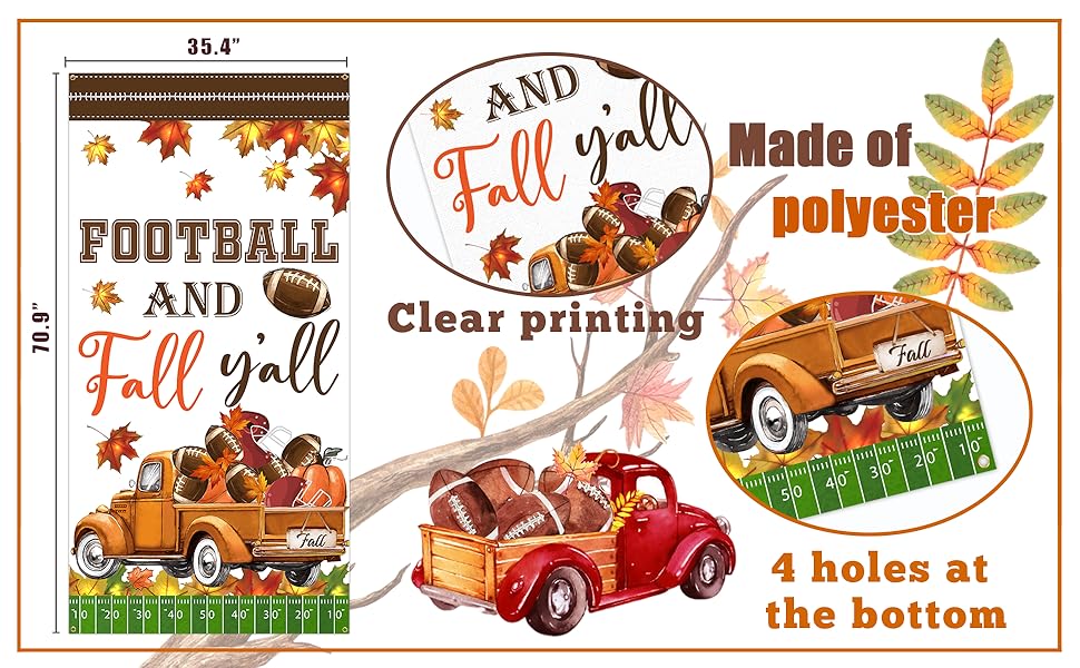 Amazon.com: Football and Fall Y'all Decorations-Fall Football Door ...