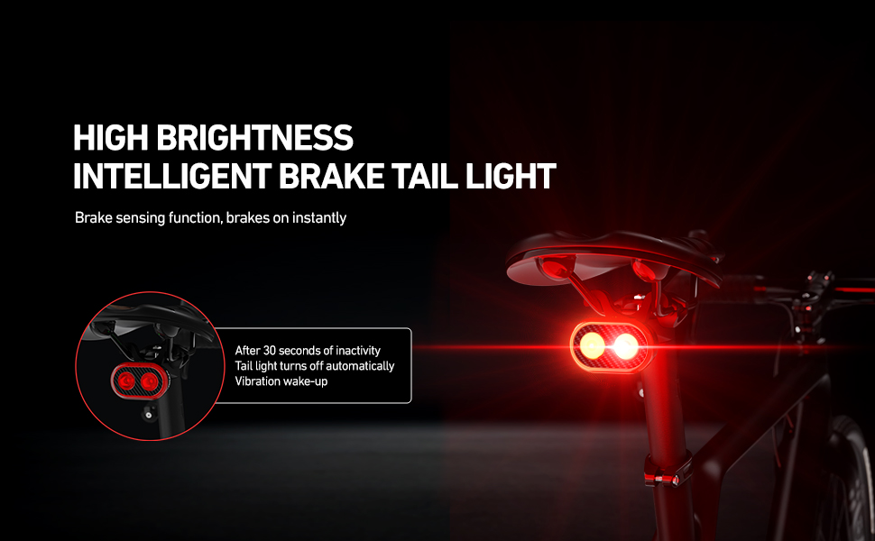 CYCLAMI Smart Bike Lights Set, Smart Headlight and Tail Light, 11+20 Modes Brake Sensing Bicycle ...