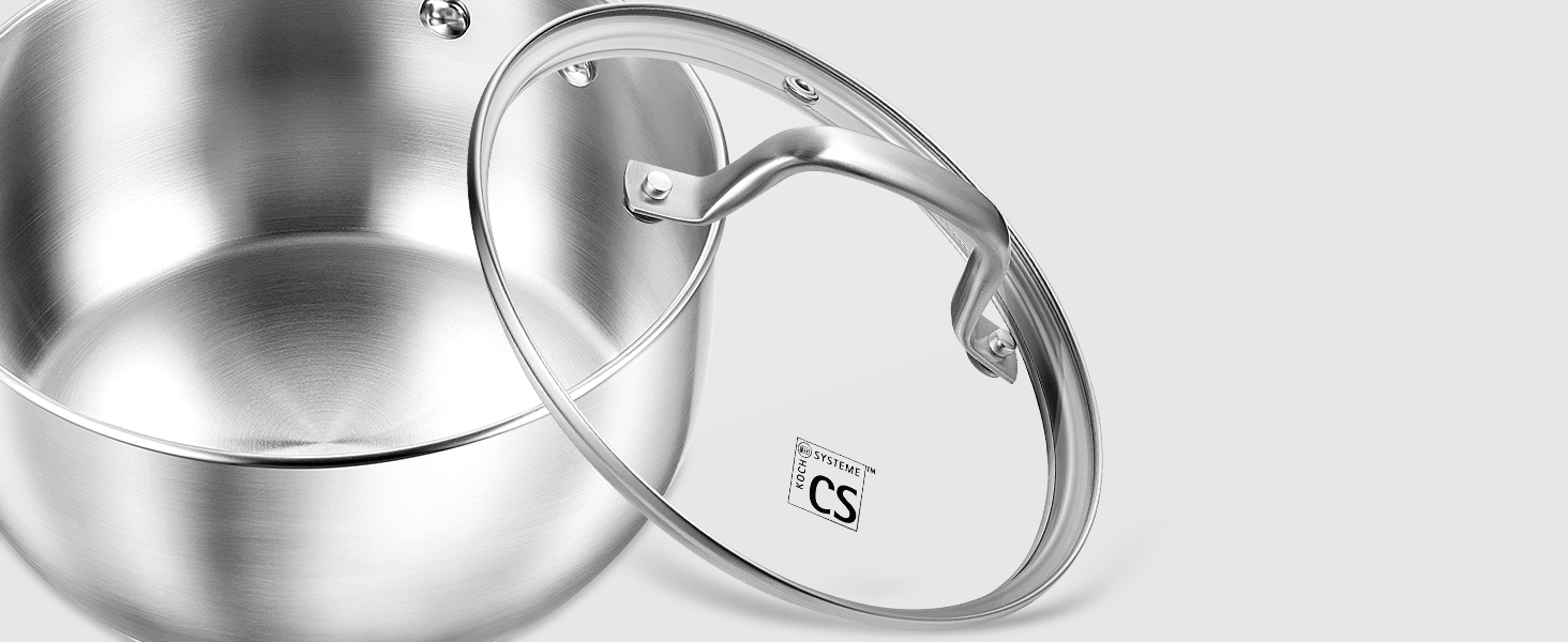 Amazon.com: KOCH SYSTEME CS Stainless Steel Saucepan Set, 1QT & 2QT & 3QT Saucepan Set, Premium ...