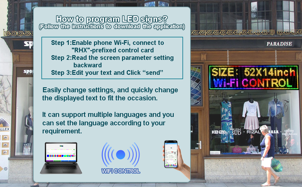 Amazon.com : IFHSHYH P10 Outdoor Led Sign 52”x14” RGB Full Color WiFi Programmable Bright LED ...