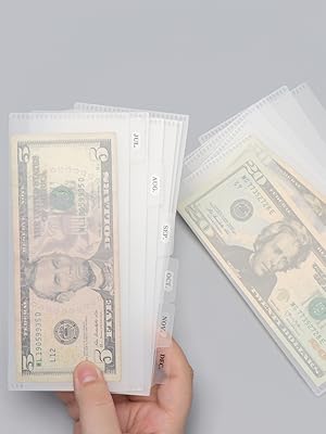 Amazon.com : 2 Set A6 Cash Envelopes with Index Dividers 6-Tab Zipperless Frosted PP No-Hole ...