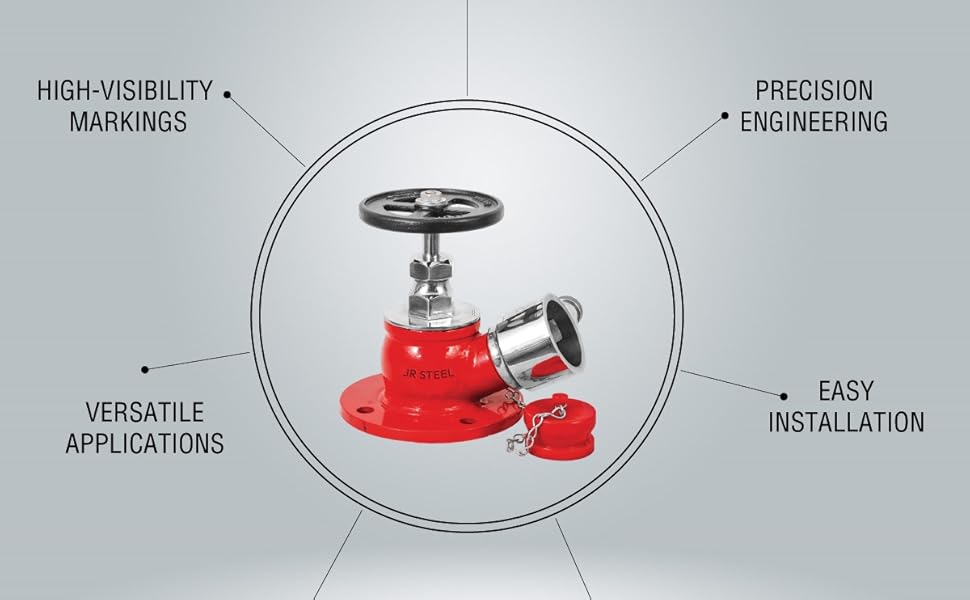 JR Steel Fire Hydrant Landing Valve IS:5290 T- A Certified, 63mm Single Outlet, 75mm NB Inlet ...