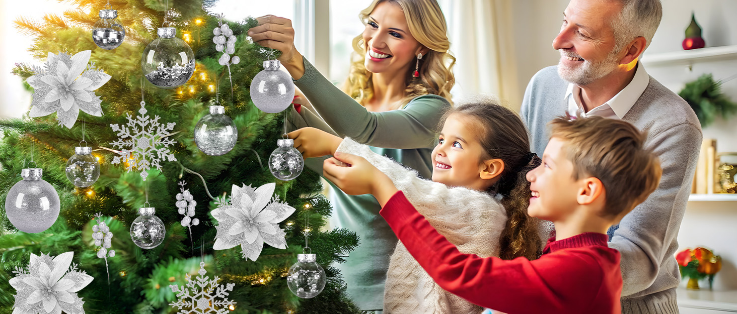 Amazon.com: 72pcs Christmas Tree Decorations Set Christmas Ornaments Shatterproof Plastic Balls ...