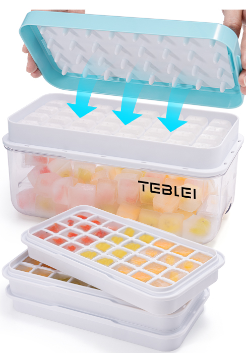 Amazon.com: TEBLEI Ice Cube Tray with Lid and Bin, 64 Pcs Silicone Ice Cube Trays for Freezer ...