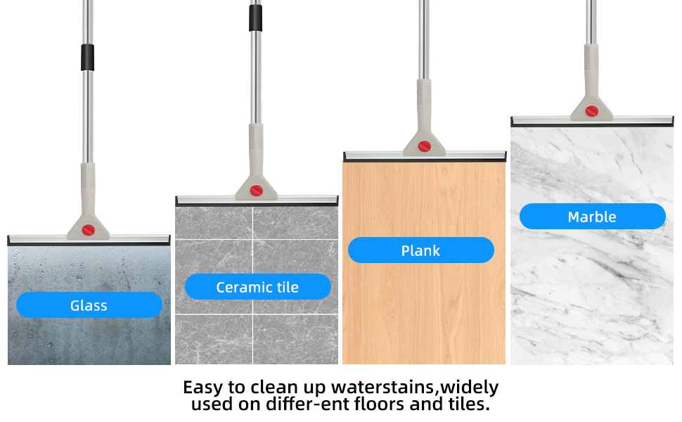 Amazon.com: Floor Squeegee Scrubber for Window and Tile Cleaning, 60'' Long Handle Window ...