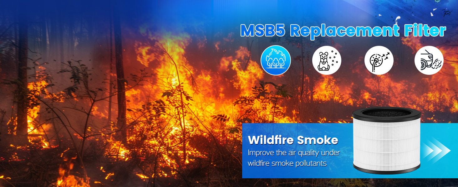 Amazon.com: 4 Pack MSB5 Filter Replacement Compatible with Membrane Solutions MSB5 Air Puri-fier ...