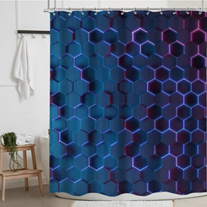 Amazon.com: Cinbloo Blue Shower Curtain 60Wx72H Abstract Geometric Shower Curtain Modern Cool 3D ...