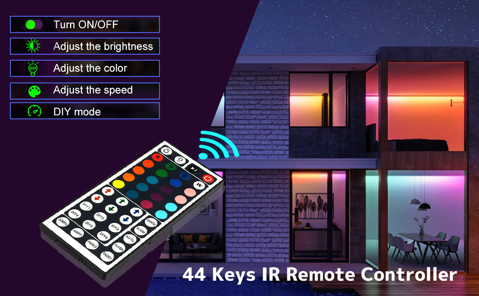 ruimeimei Dual Outputs 44 Keys LED Lights Remote Control 4 Pin 2 Ports ...
