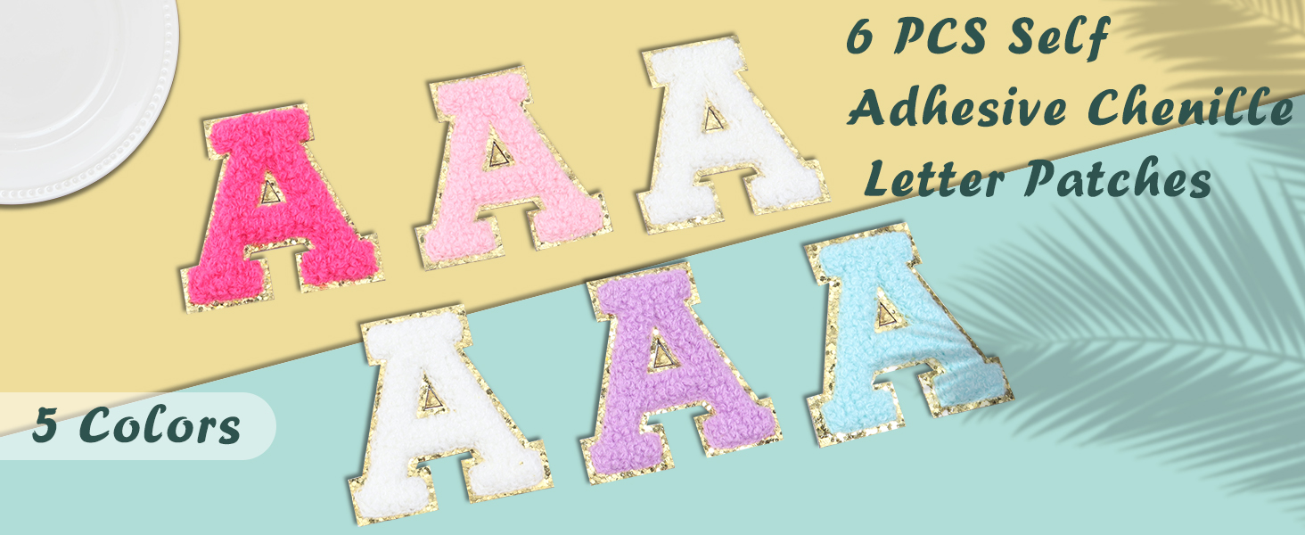 Amazon.com: 6Pcs Self Adhesive Chenille Letter Patches 2 inch Preppy ...