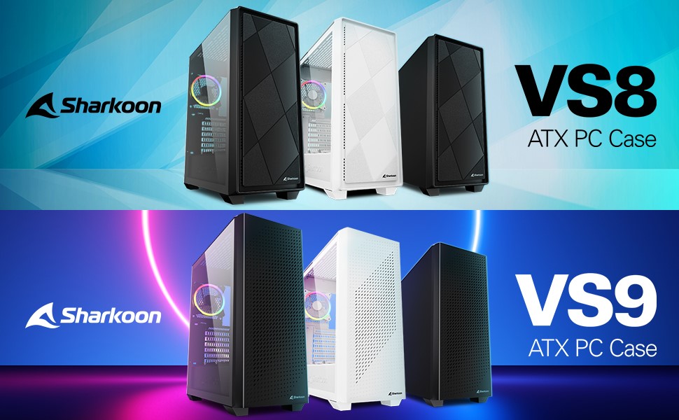 Amazon | Sharkoon ミドルタワーPCケース VS9 RGB ブラック ドットマトリックス風フロントパネル ATX/Micro ATX/Mini-ITX規格対応 120mmファン ...