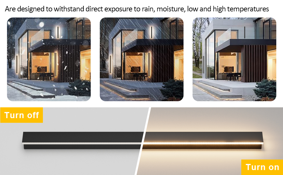 Aipsun 2 Pack Outdoor Wall Lights, 39.4inch Black LED Exterior Light Fixtures Wall Mount, Modern ...