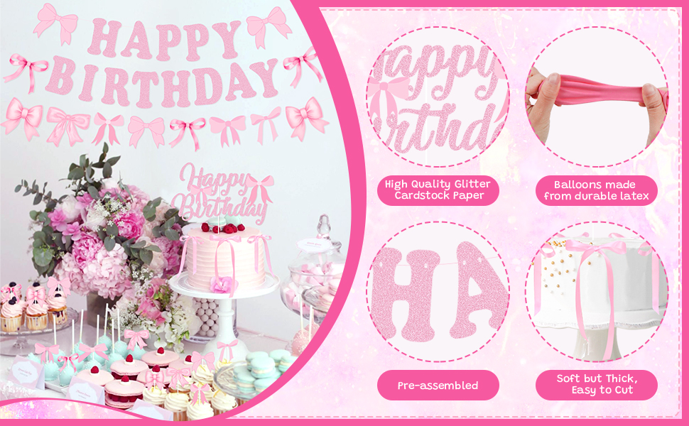 Amazon.com: Pink Bow Birthday Decorations, Pink Bow Balloon Arch, Bow ...