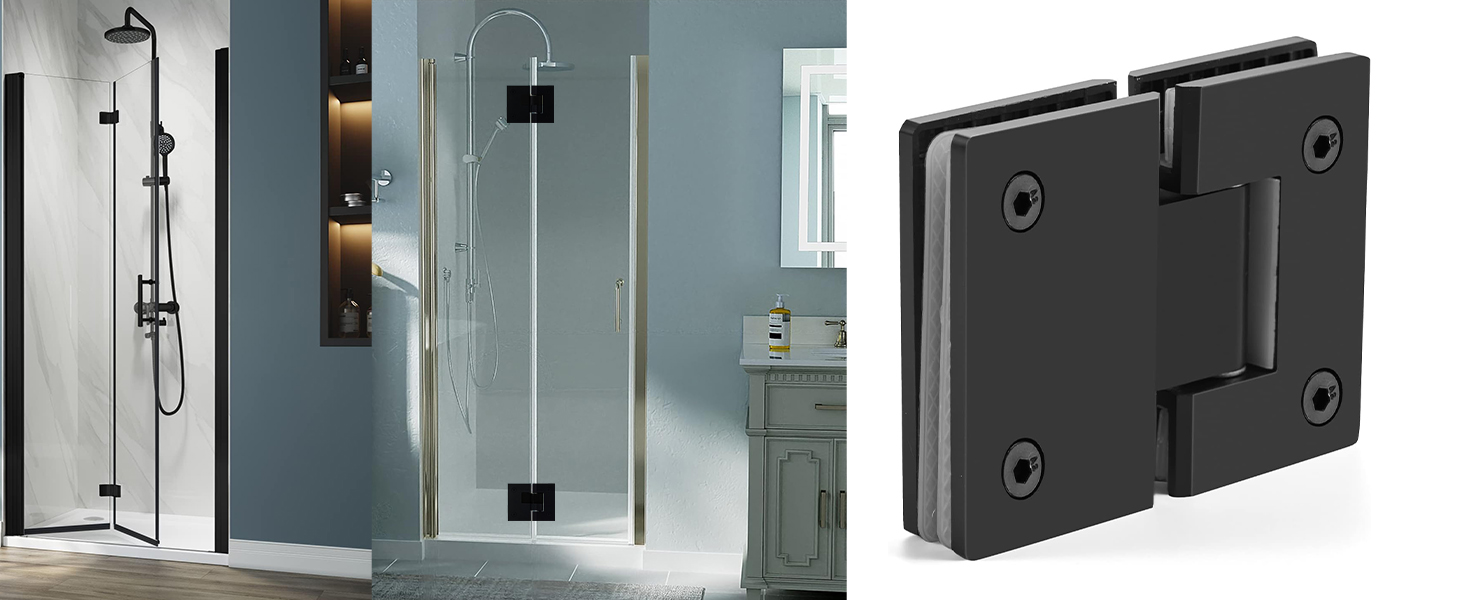 Cokritsm Glass Shower Door Hinges 180 Degrees Glass Door Hinges Replacement Parts with Mounting ...