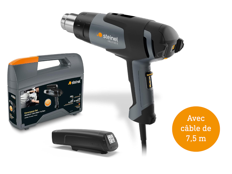 Steinel Pistolet à air chaud HG 2120 E Carwrapper Set avec câble de 7.5 m, scanner de ...