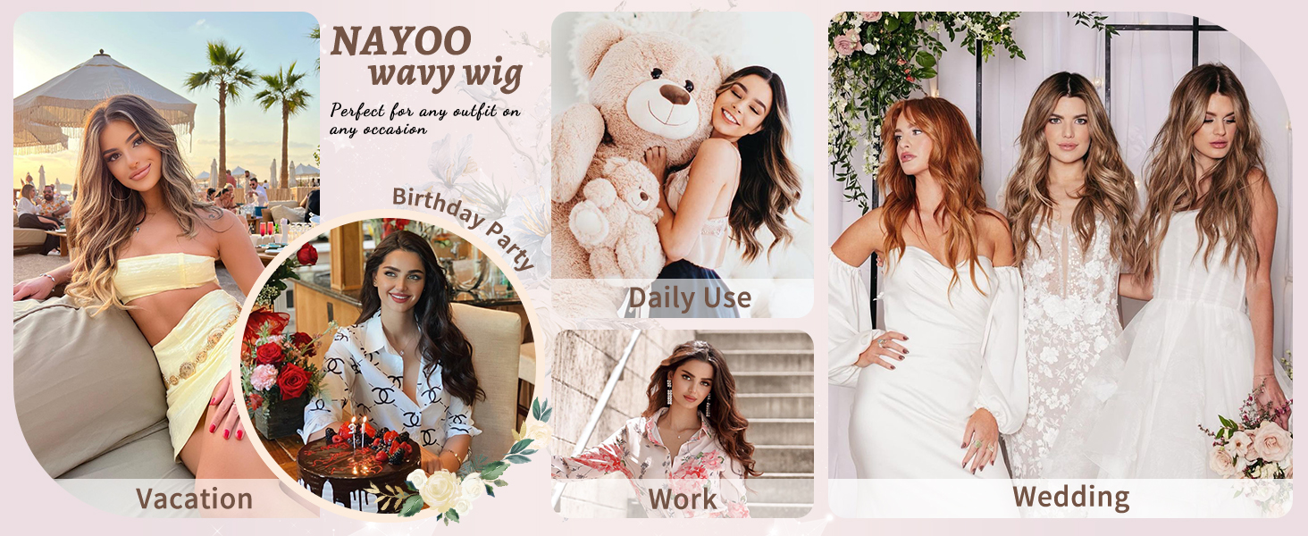 Amazon.com : NAYOO Long Burgundy Wig for Women, 26 Inch Long Burgundy Wavy Wig for Women, Wine ...