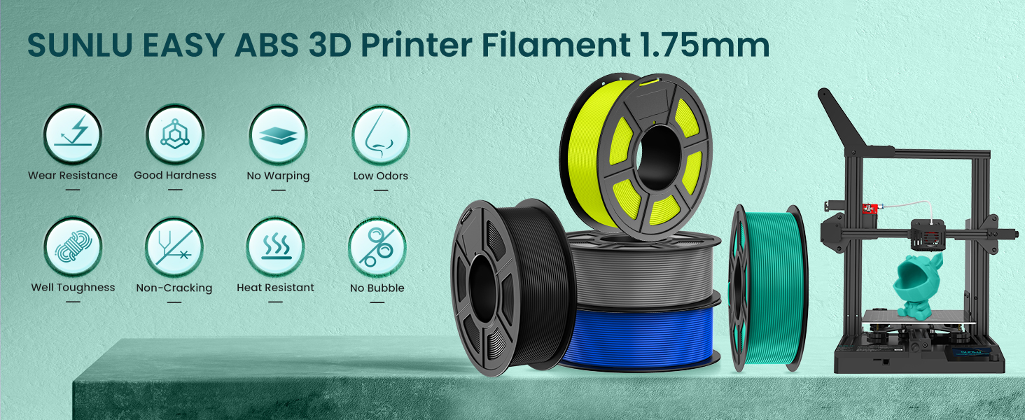 Amazon.com: SUNLU ABS Filament 1.75mm, Low Printing Temperature ABS 3D Printer Filament, Not ...